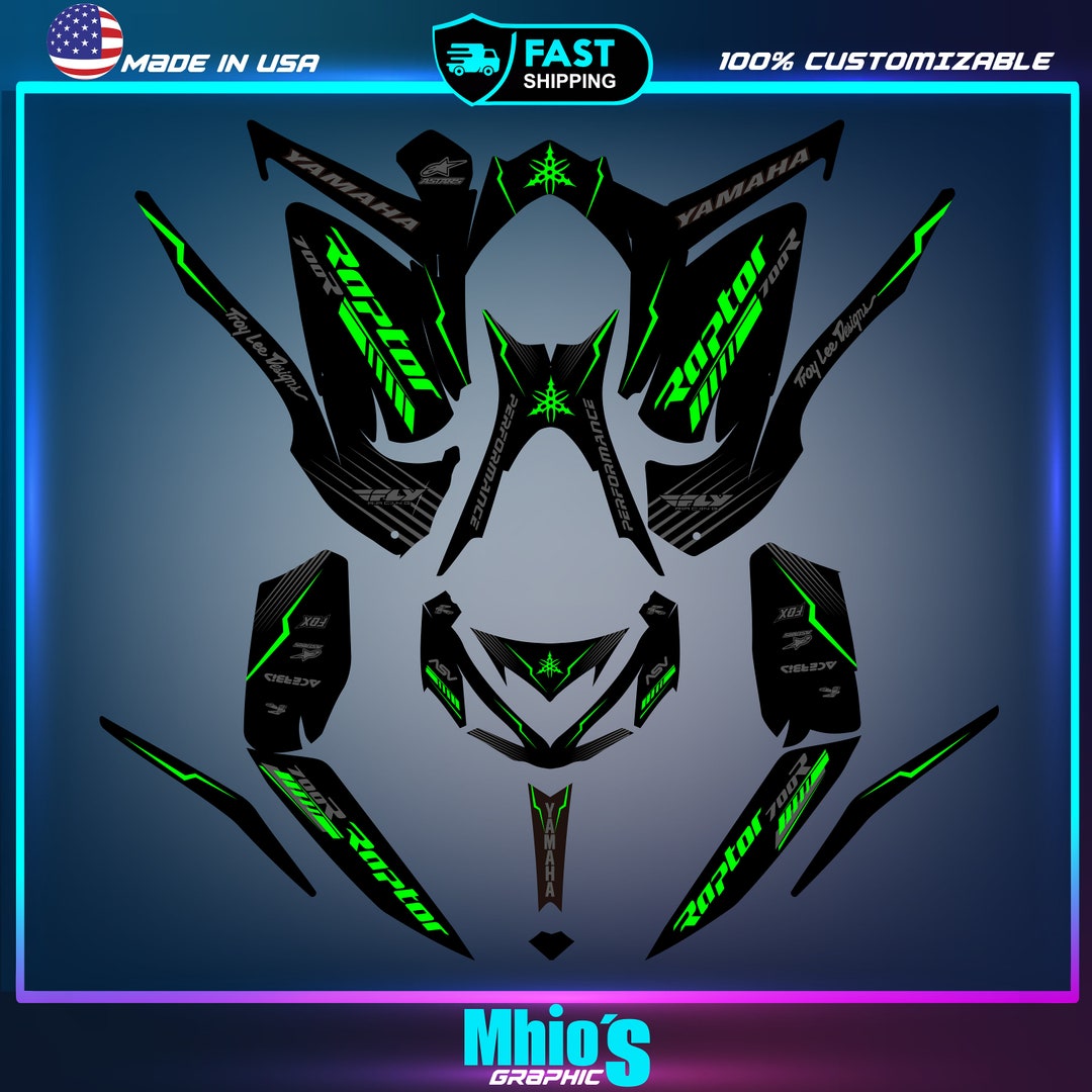 Yamaha Raptor 700 700R Graphics Kit 2013 2014 2017 to 2025 Decals ...
