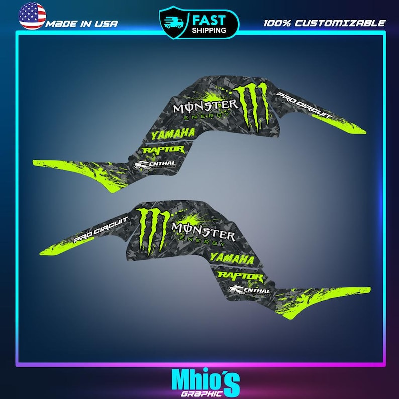 Yamaha Raptor 660 Kit Graphics Decals Stickers Atv Wrap Quad All Year ...