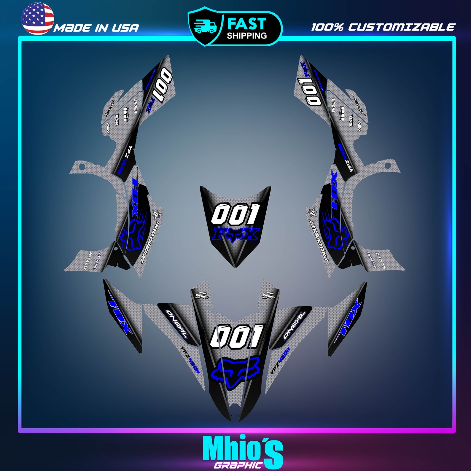 Yamaha YFZ 450 Graphics Kit 2009-2013 Stickers Decals Kit 2010 2011 ...