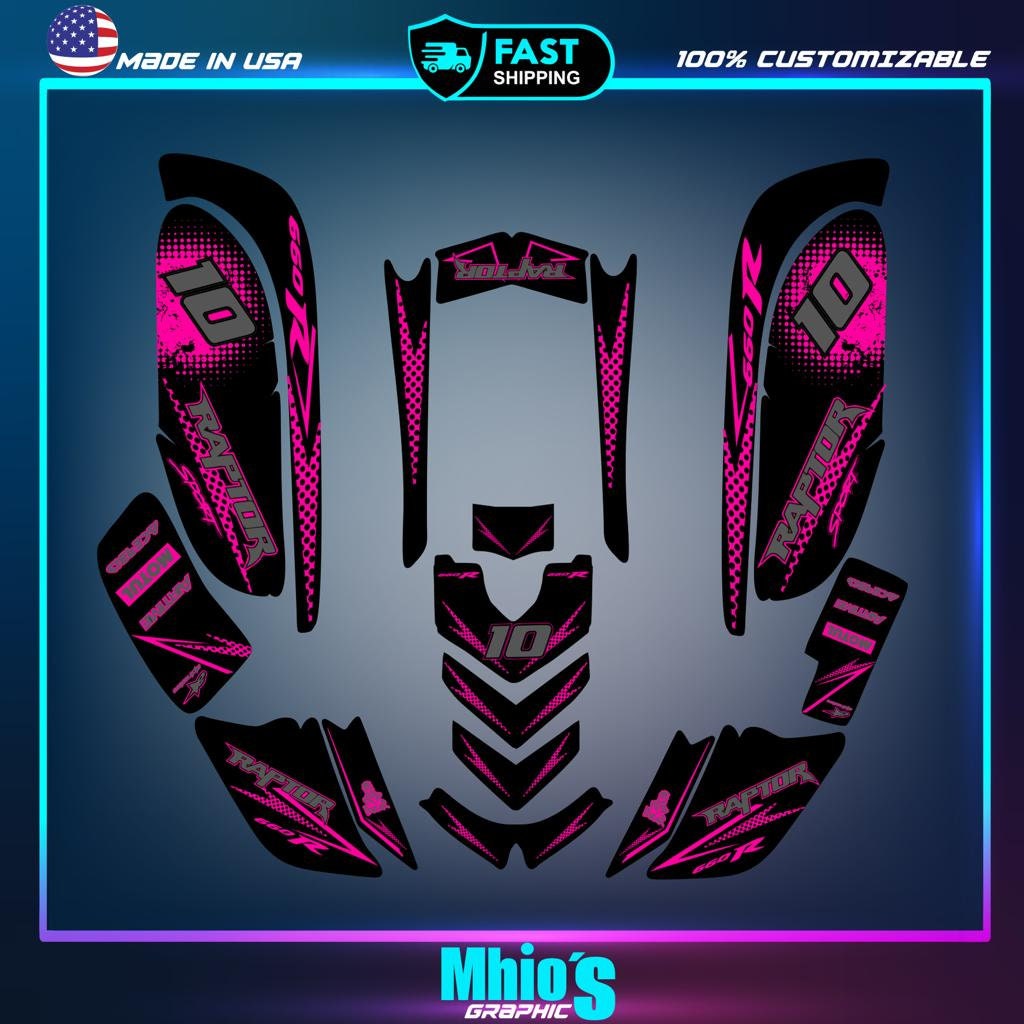 Yamaha Raptor 660 Kit Graphics Decals Stickers Atv Wrap Quad All Year ...