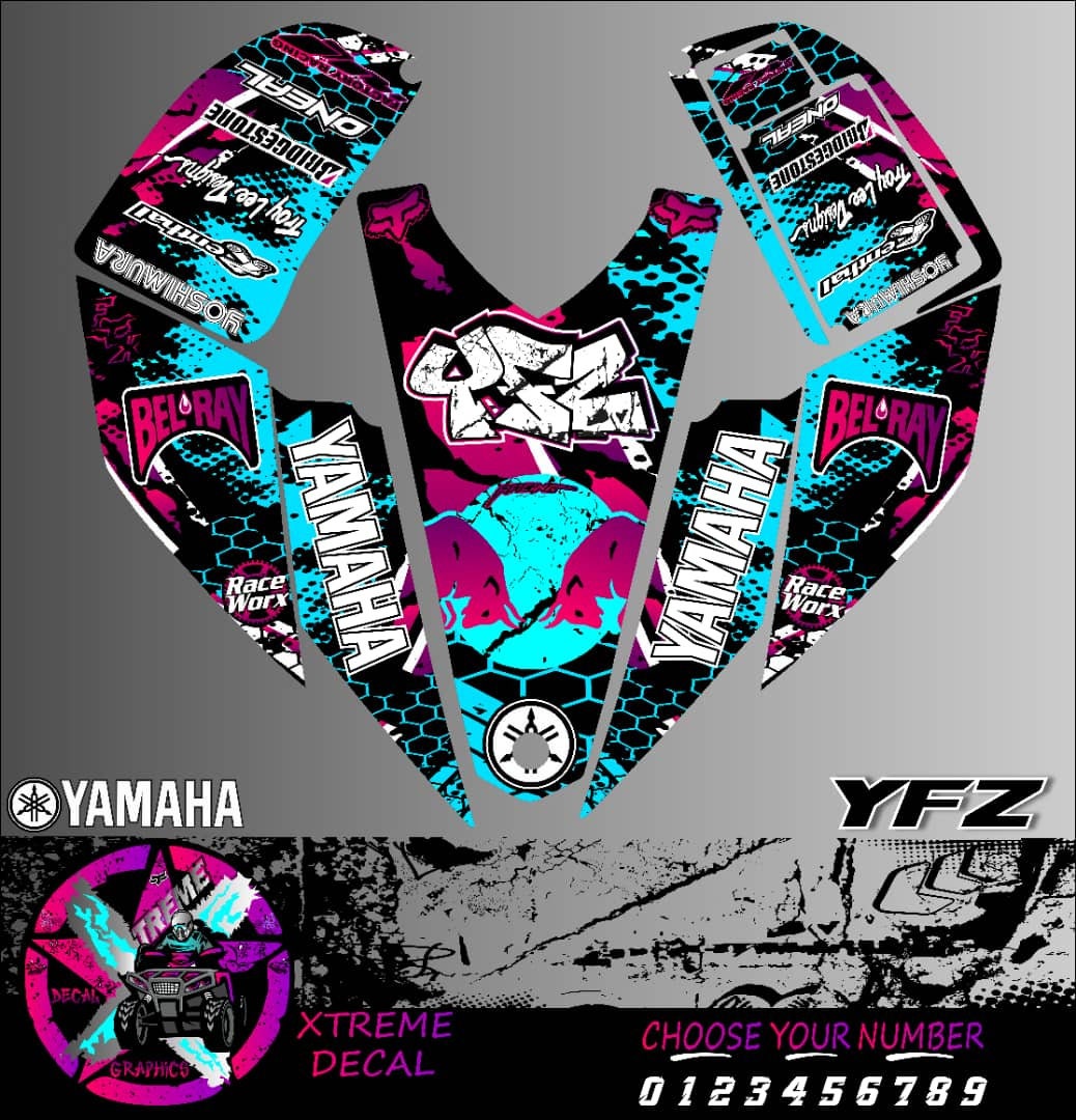 Yamaha YFZ450 ATV Quat Graphics Kit ATV Quat 2003-2008 Decals - Etsy