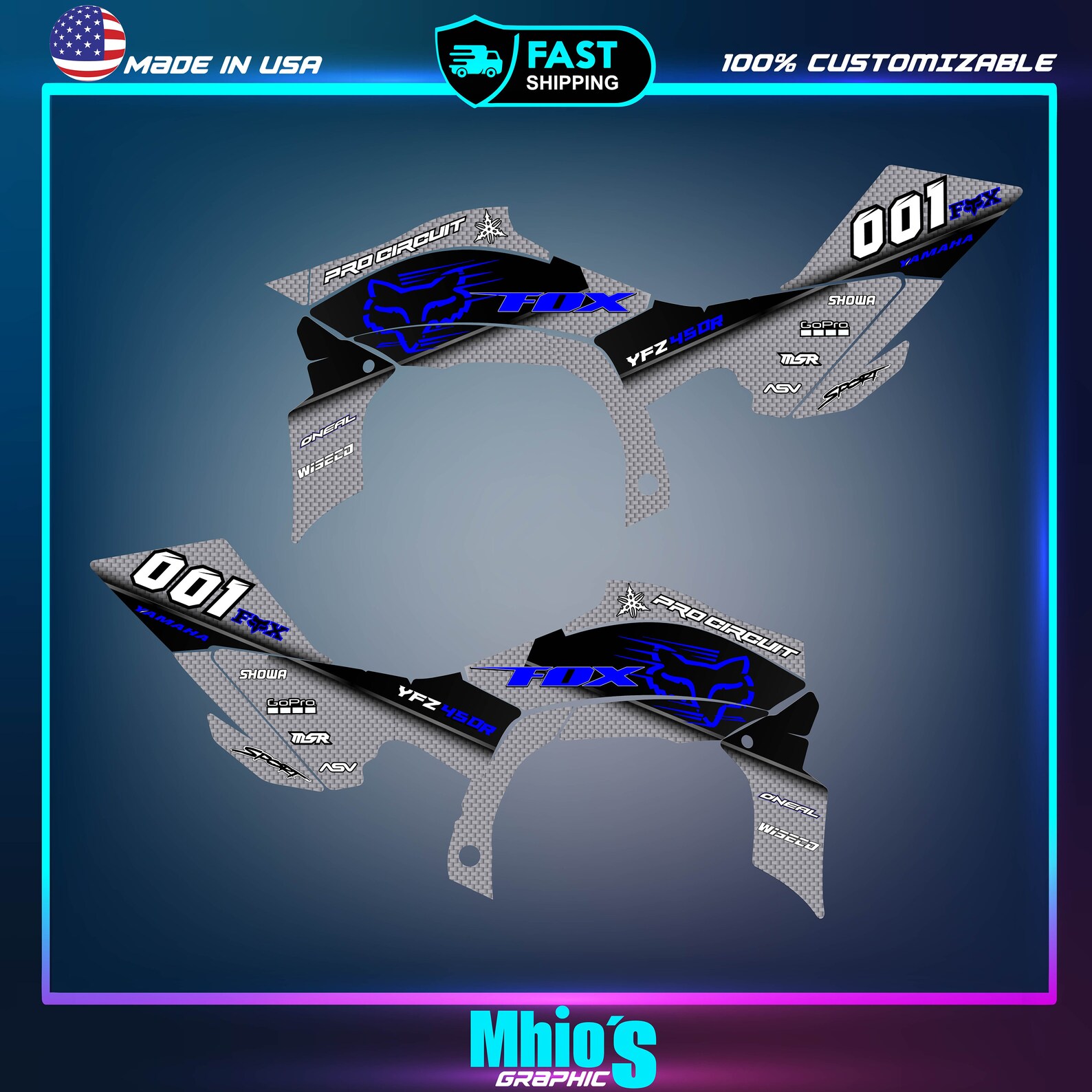 Yamaha YFZ 450 Graphics Kit 2009-2013 Stickers Decals Kit 2010 2011 ...