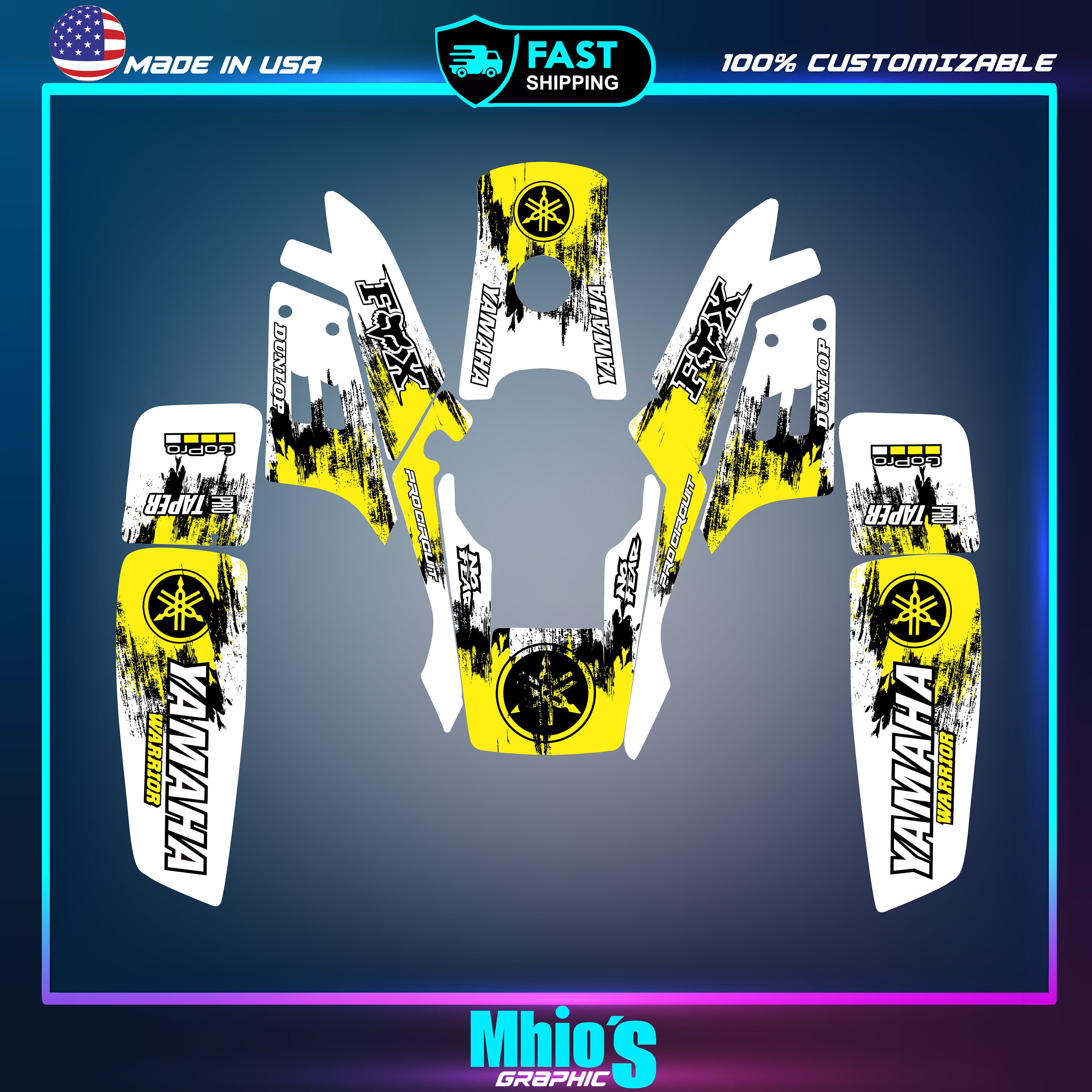 Yamaha Warrior 350 Full Graphics Kit | Yamaha Warrior 350 Decals ...