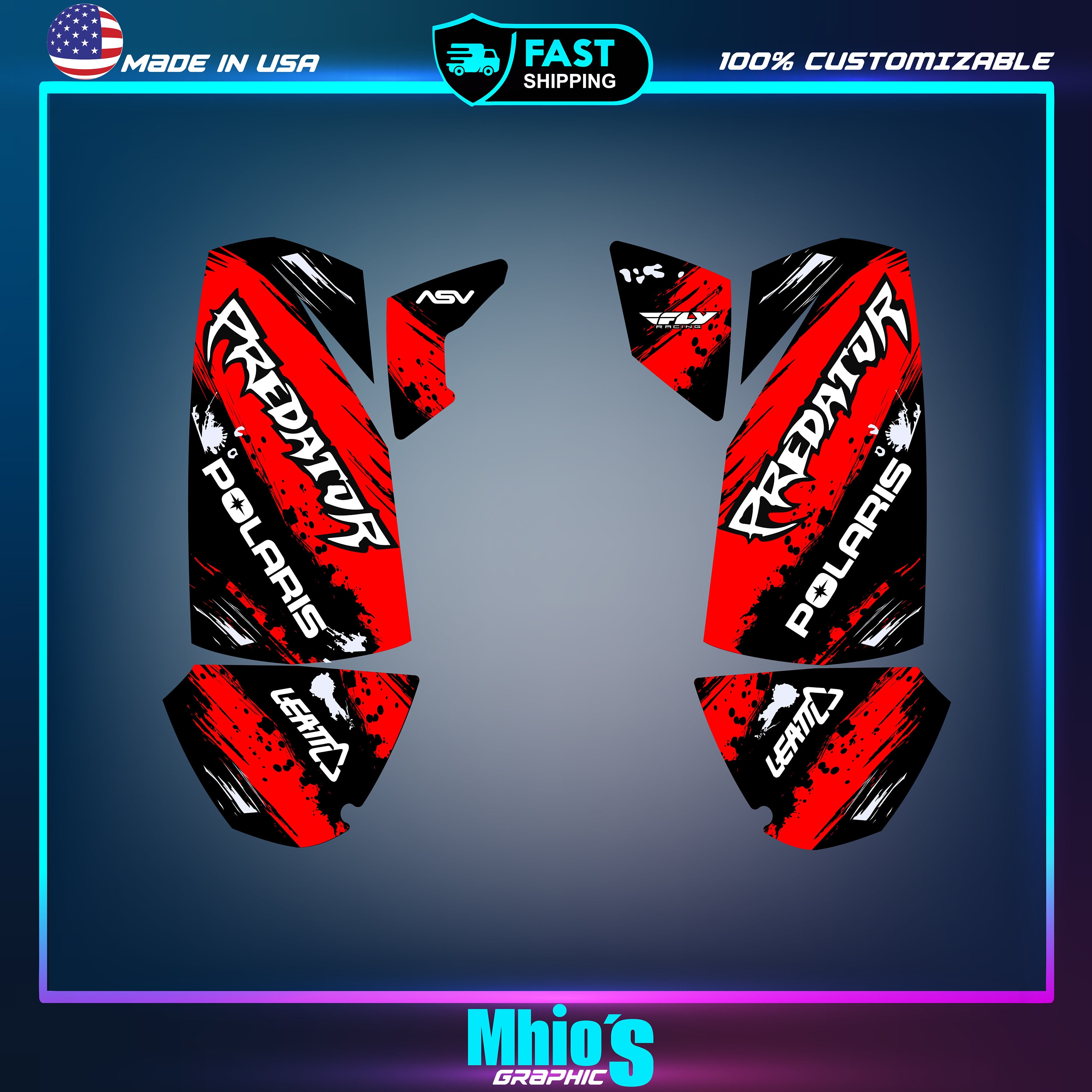 Polaris Predator 500 Graphics Full Decals Stickers Kit Atv| Polaris ...