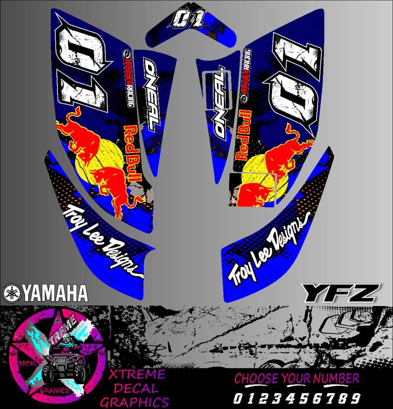 Yamaha YFZ450 ATV Quat Graphics Kit ATV Quat 2003-2008 Decals - Etsy
