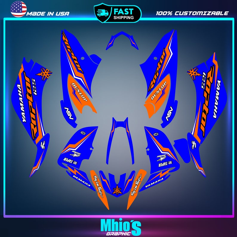 Graphic Kit ATV Graphics Decals Kit for Yamaha Raptor 125 All Years - Etsy