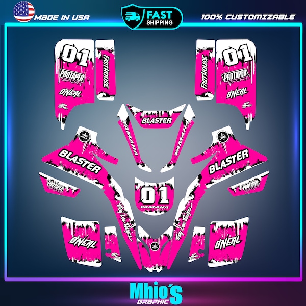 Yamaha Blaster YFS 200 Yfs200 Decals Graphics Stickers Full Kit ATV ...