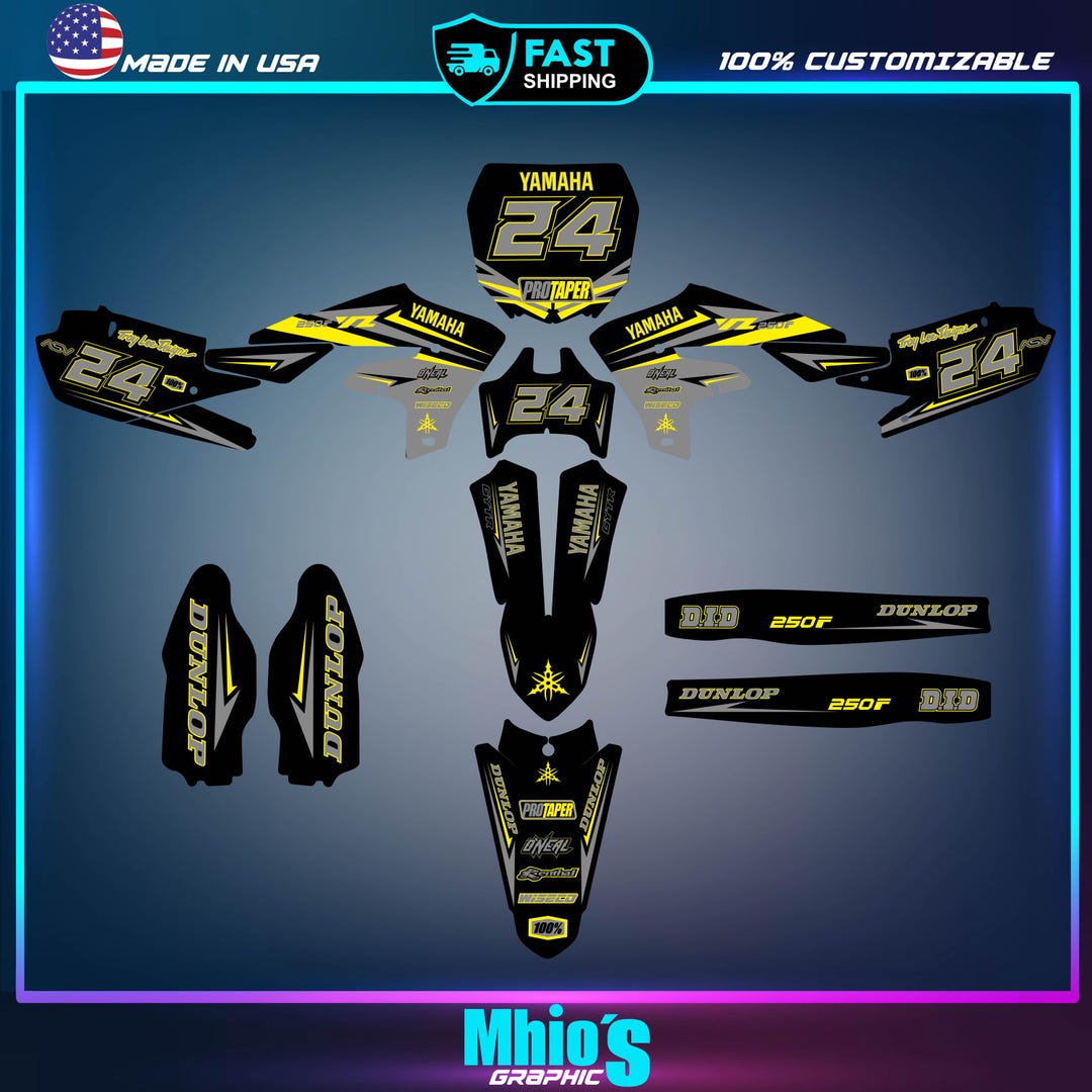 Graphics Decals Stickers Kit Yamaha YZ250F 2019-2023 YZ450F 2018-2022 ...
