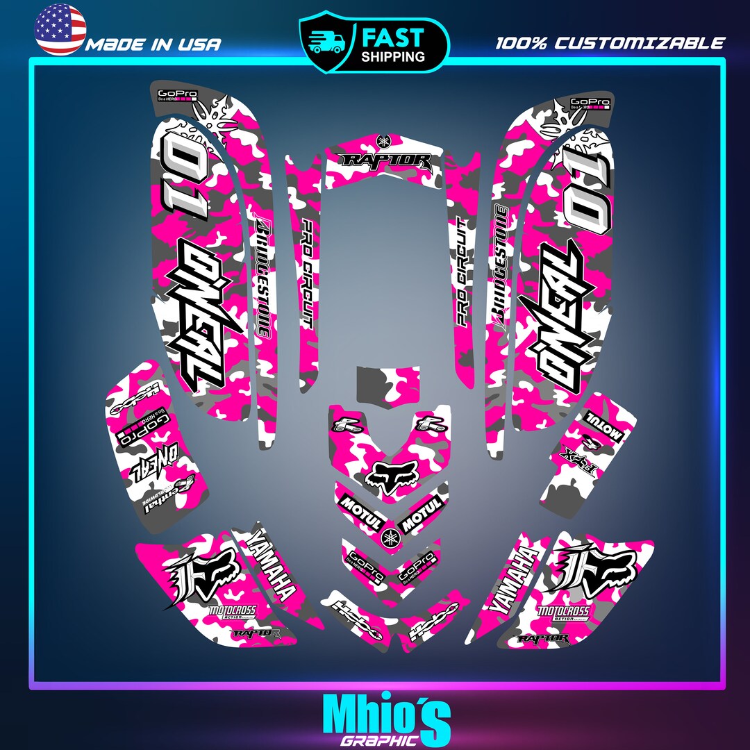 Yamaha Raptor 660 Kit Graphics Decals Stickers Atv Wrap Quad All Year ...