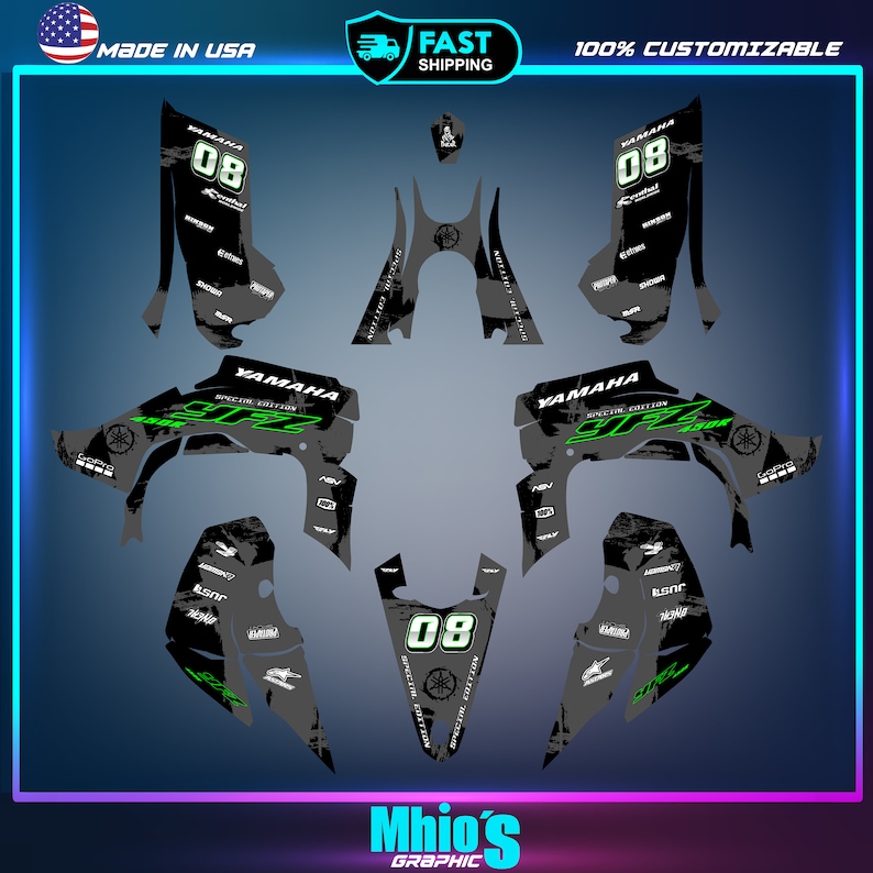 Graphics Kit for YAMAHA YFZ450 YFZ450R (2014-2024) YFZ 450| Dirt Bike ...