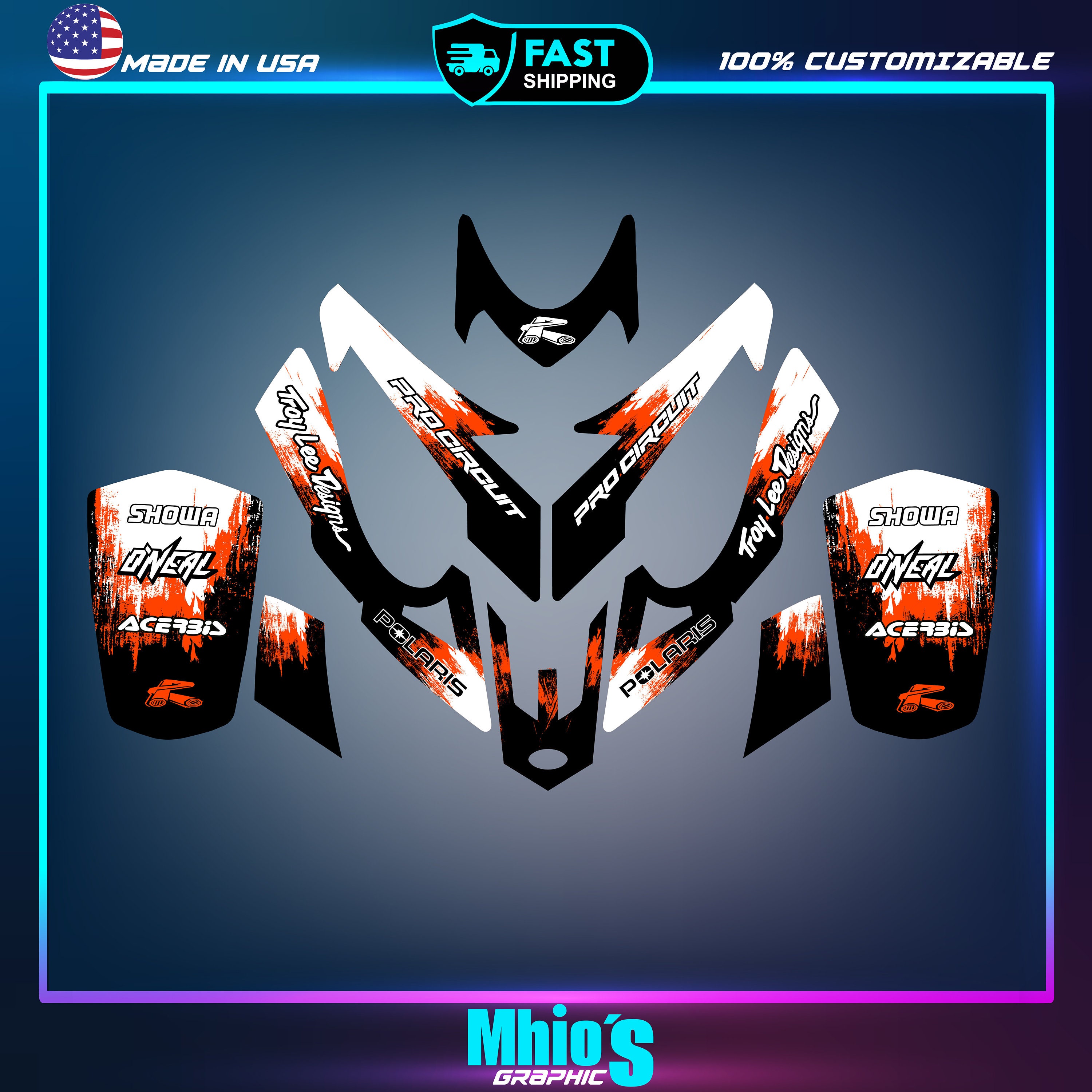 Polaris Predator 500 Graphics Full Decals Stickers Kit Atv| Polaris ...