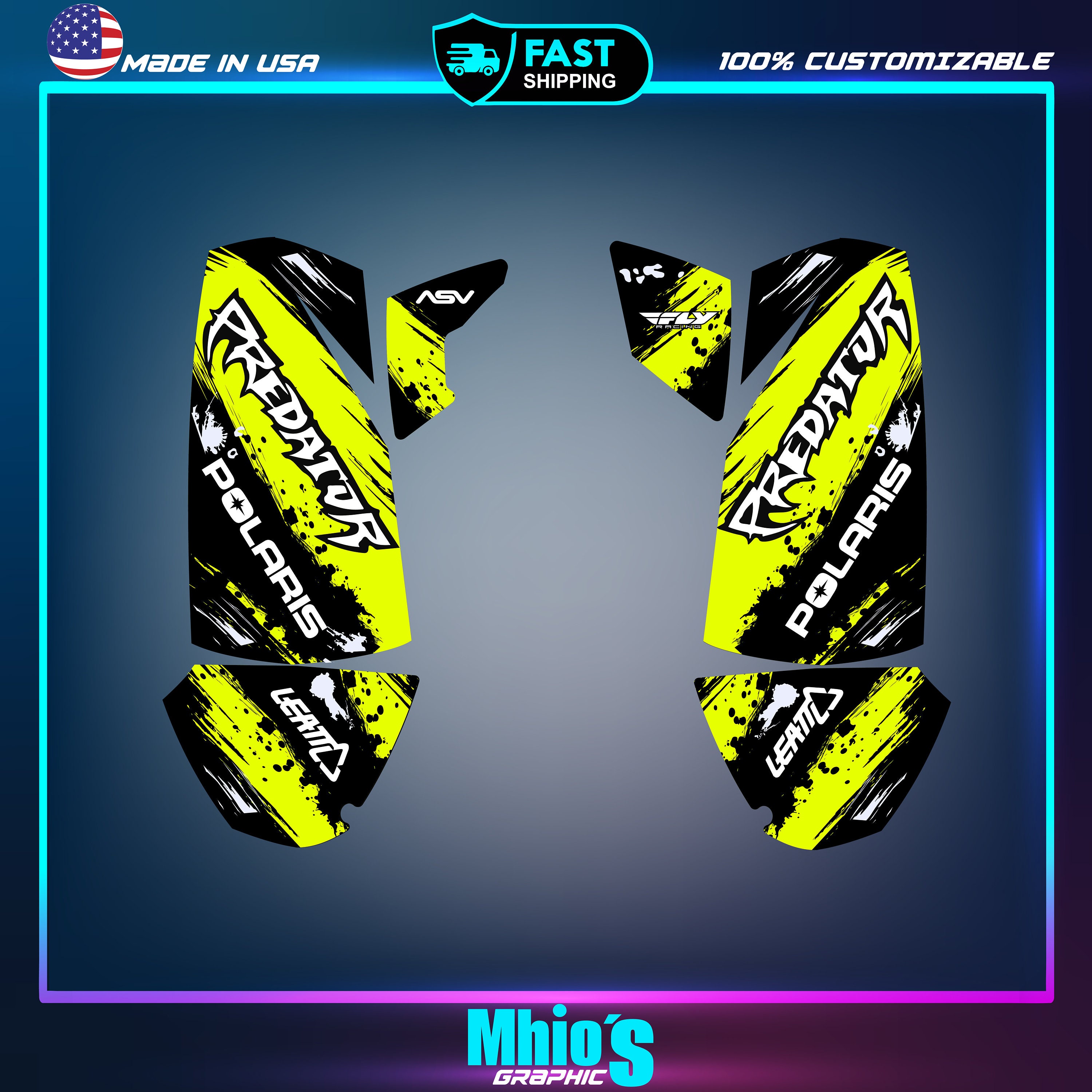 Polaris Predator 500 Graphics Full Decals Stickers Kit Atv Polaris ...