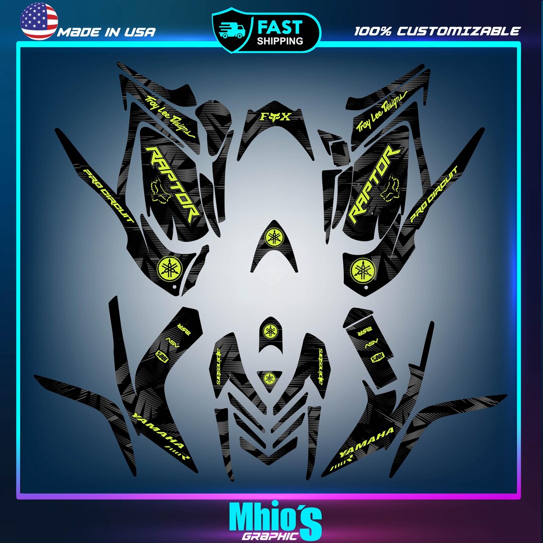 Yamaha Raptor 700 700R Graphics Kit 2006 2007 to 2012 Decals Stickers ...