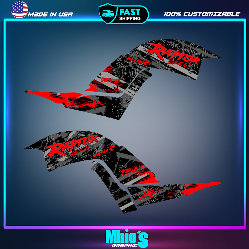 Yamaha Raptor 700 700R Graphics Kit 2013 2014 2017 to 2025 Decals ...