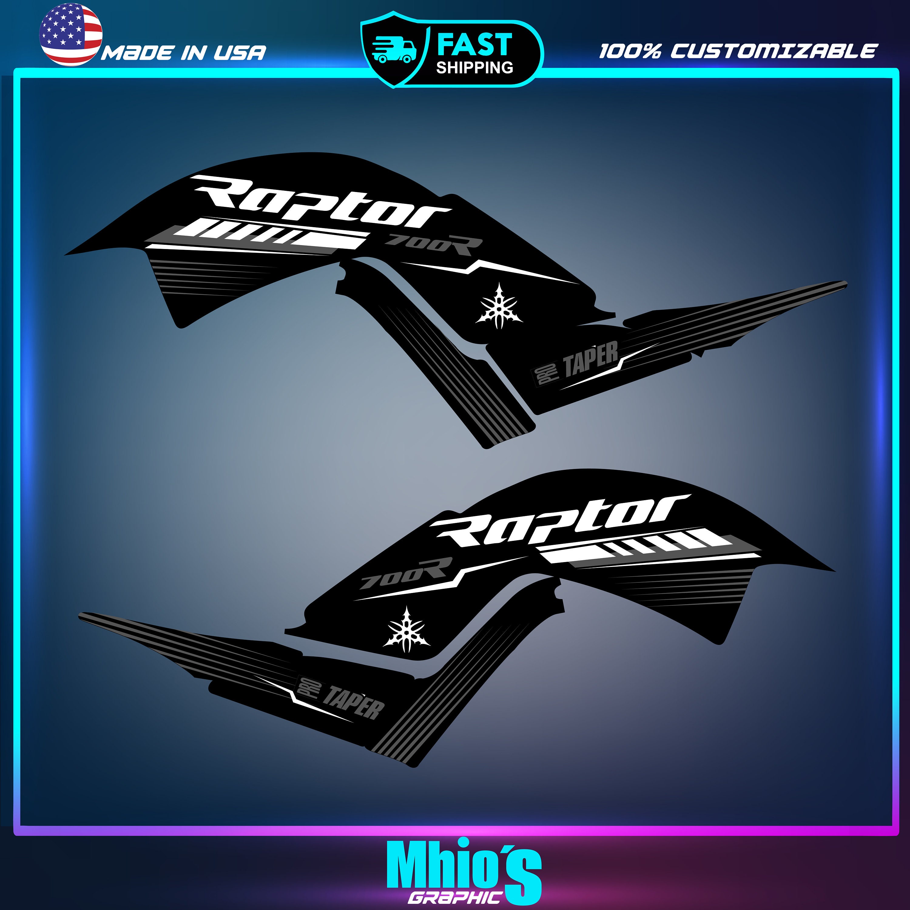 Yamaha Raptor 700 700R Graphics Kit 2013 2018 2022 to 2023 Decals ...