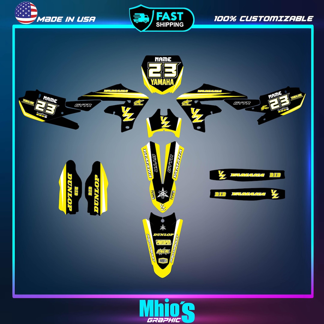 Graphics Decals Stickers Kit Yamaha YZ250F 2019-2023 YZ450F 2018-2022 ...