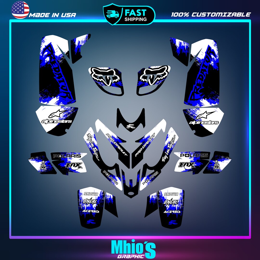 Polaris Predator 500 Graphics Full Decals Stickers Kit Atv| Polaris ...