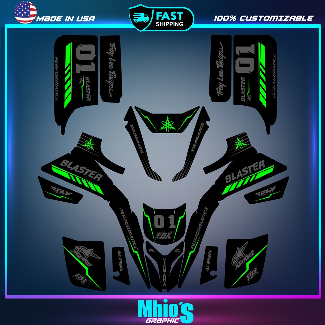 Yamaha Blaster YFS 200 Yfs200 Decals Graphics Stickers Full Kit ATV ...