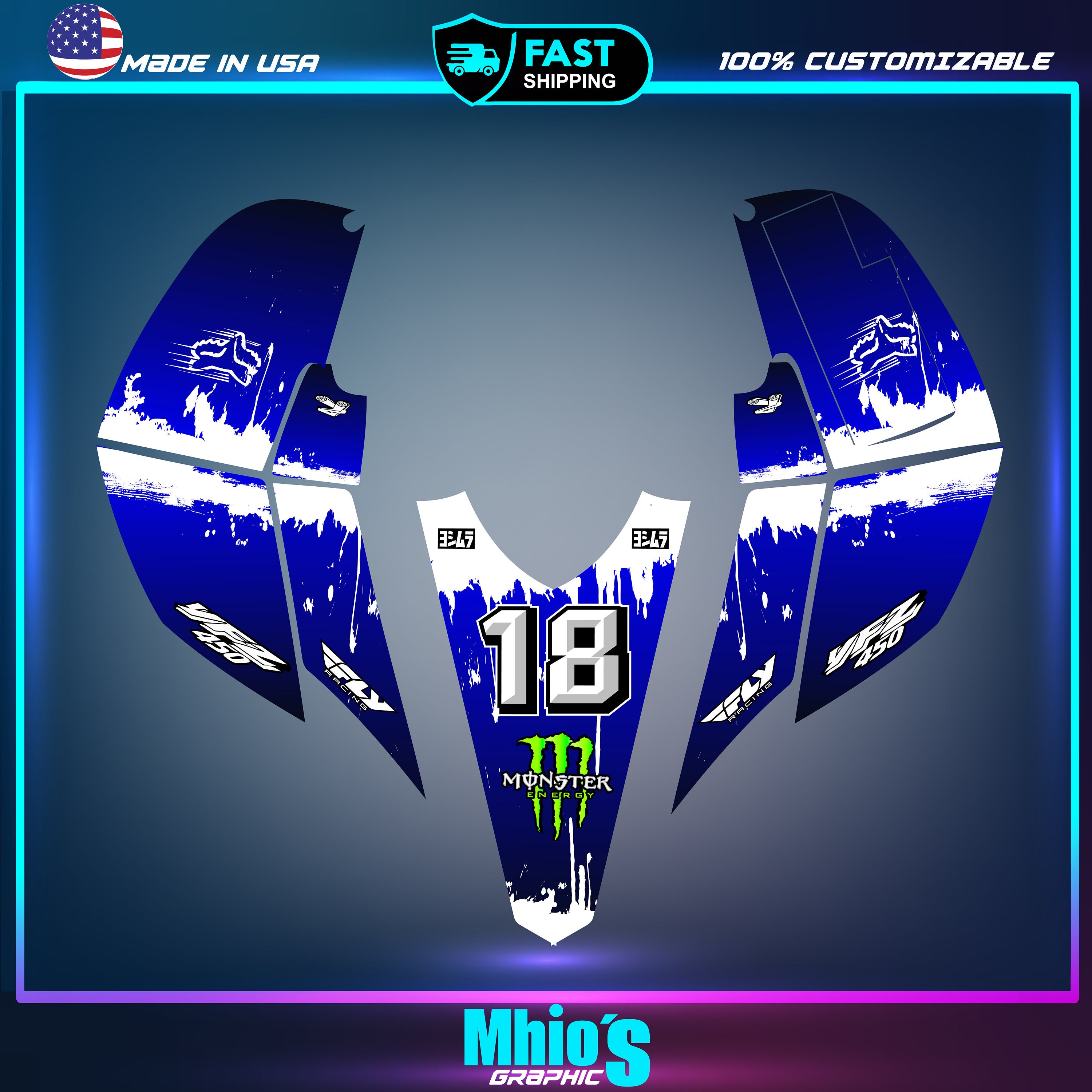 Yamaha YFZ450 ATV Quat Graphics Kit ATV Quat 2003-2008 Decals Graphics ...