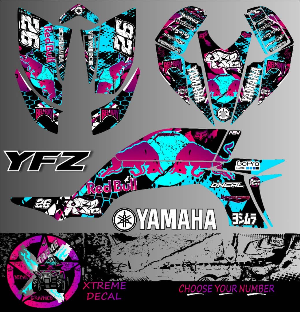 Yamaha YFZ450 ATV Quat Graphics Kit ATV Quat 2003-2008 Decals - Etsy