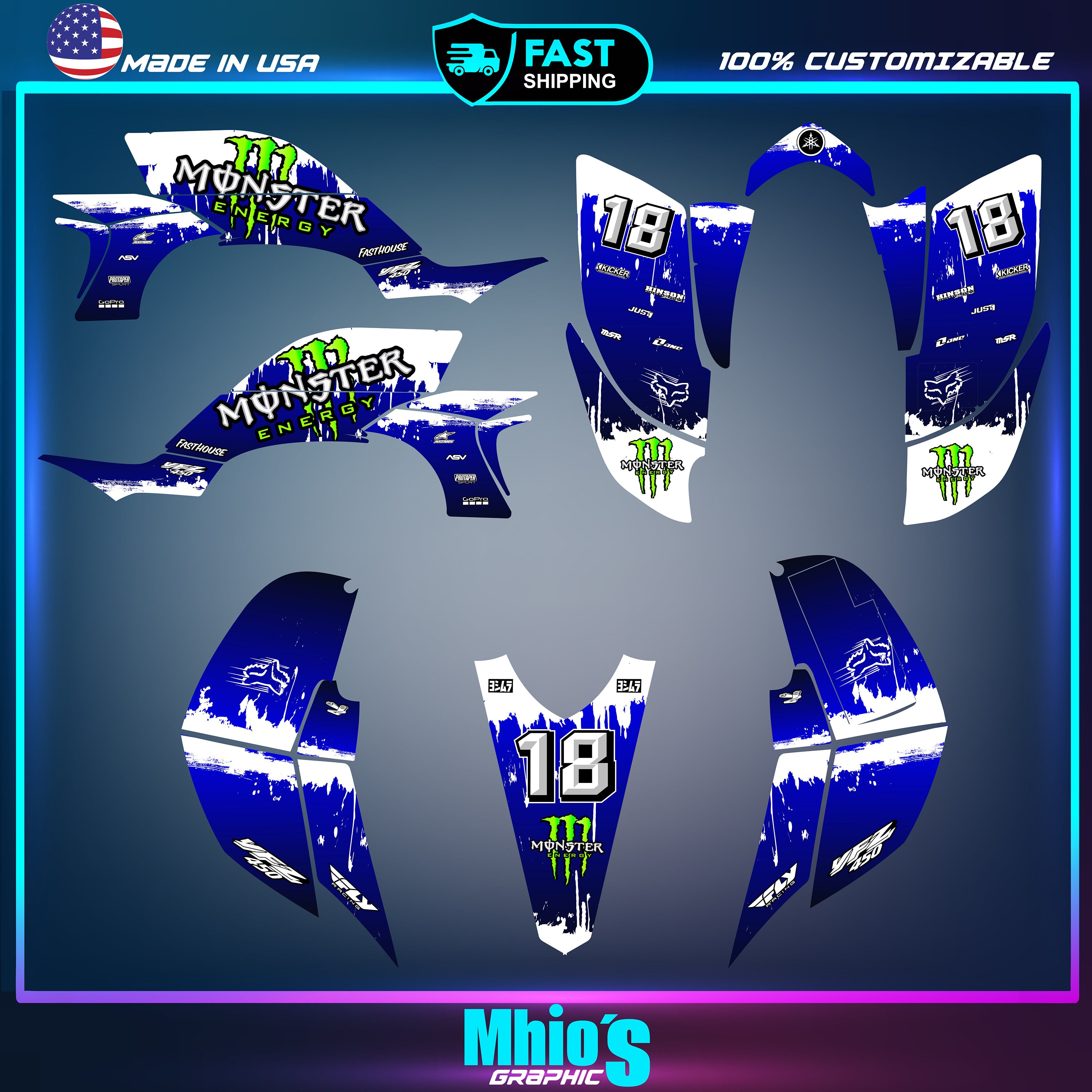 Yamaha YFZ450 ATV Quat Graphics Kit ATV Quat 2003-2008 Decals Graphics ...