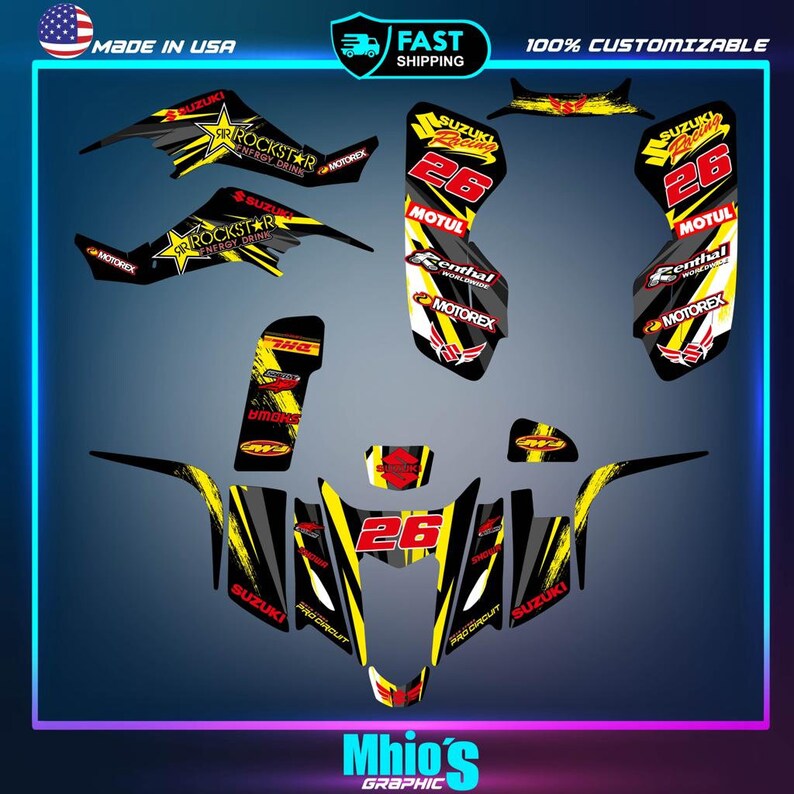 LTZ 400 Suzuki Wrap Graphics Stickers Kit Decals Atv Quad 2003-2008 Kfx ...