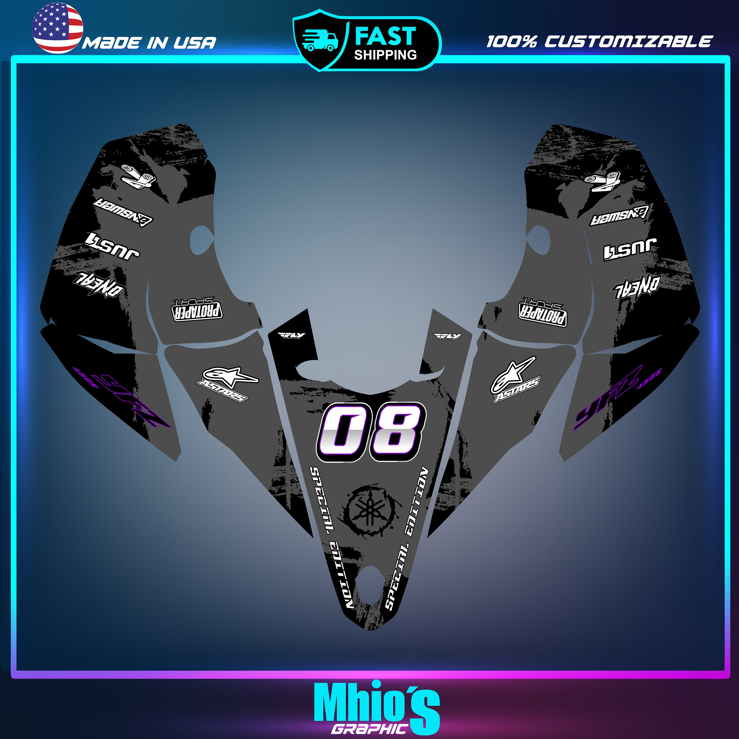 Graphics Kit for YAMAHA YFZ450 YFZ450R (2014-2024) YFZ 450| Dirt Bike ...