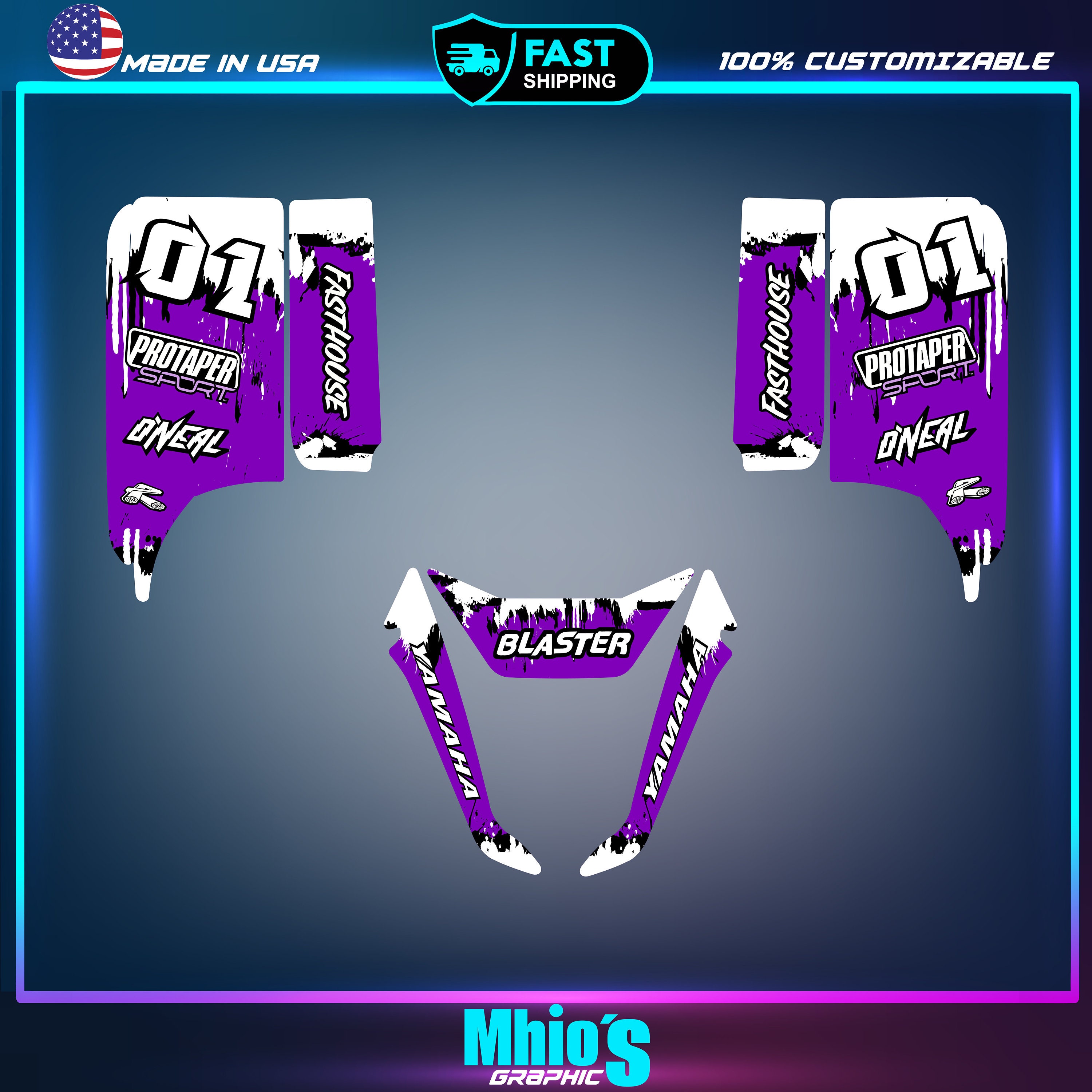 Yamaha Blaster YFS 200 Yfs200 Decals Graphics Stickers Full Kit ATV ...