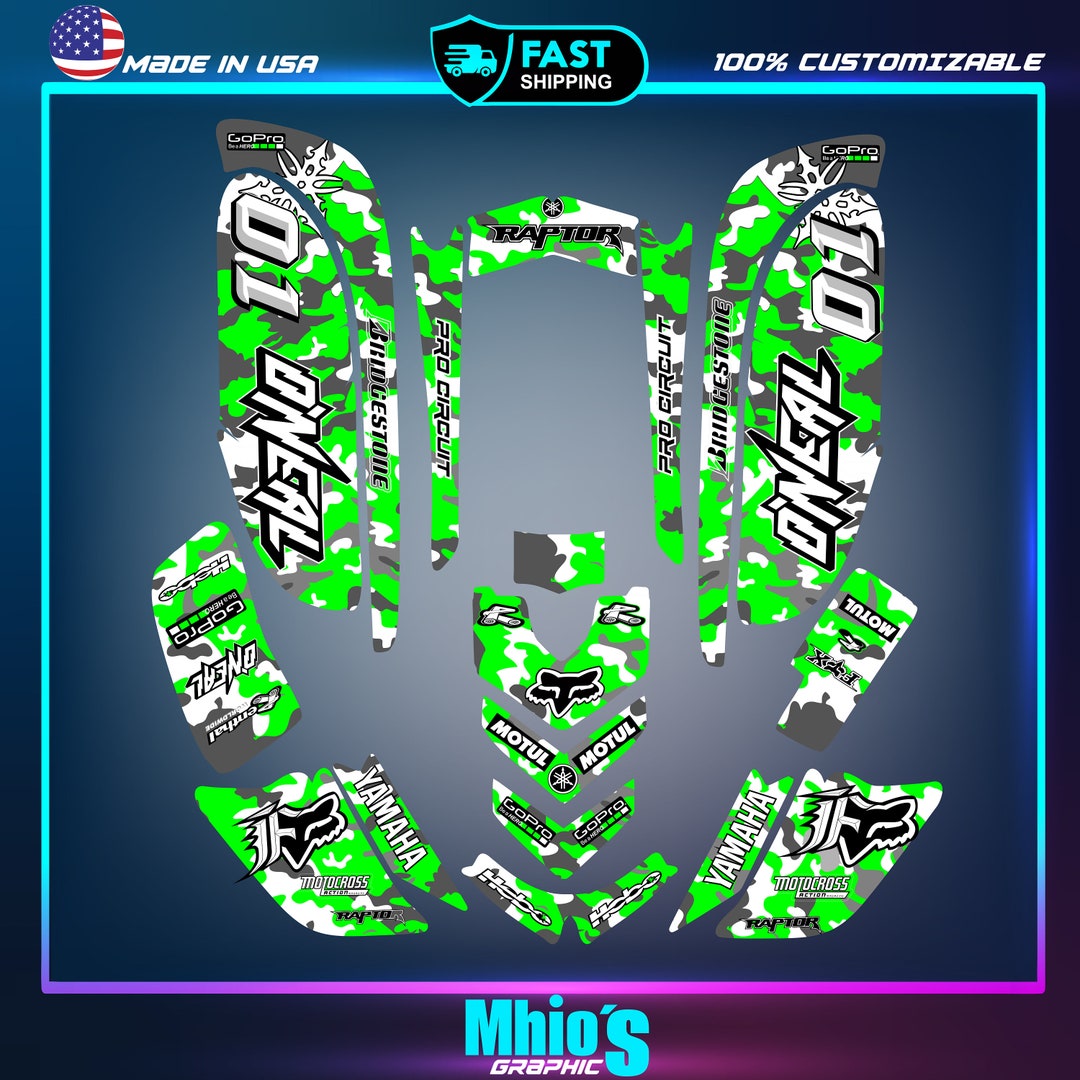 Yamaha Raptor 660 Kit Graphics Decals Stickers Atv Wrap Quad All Year ...