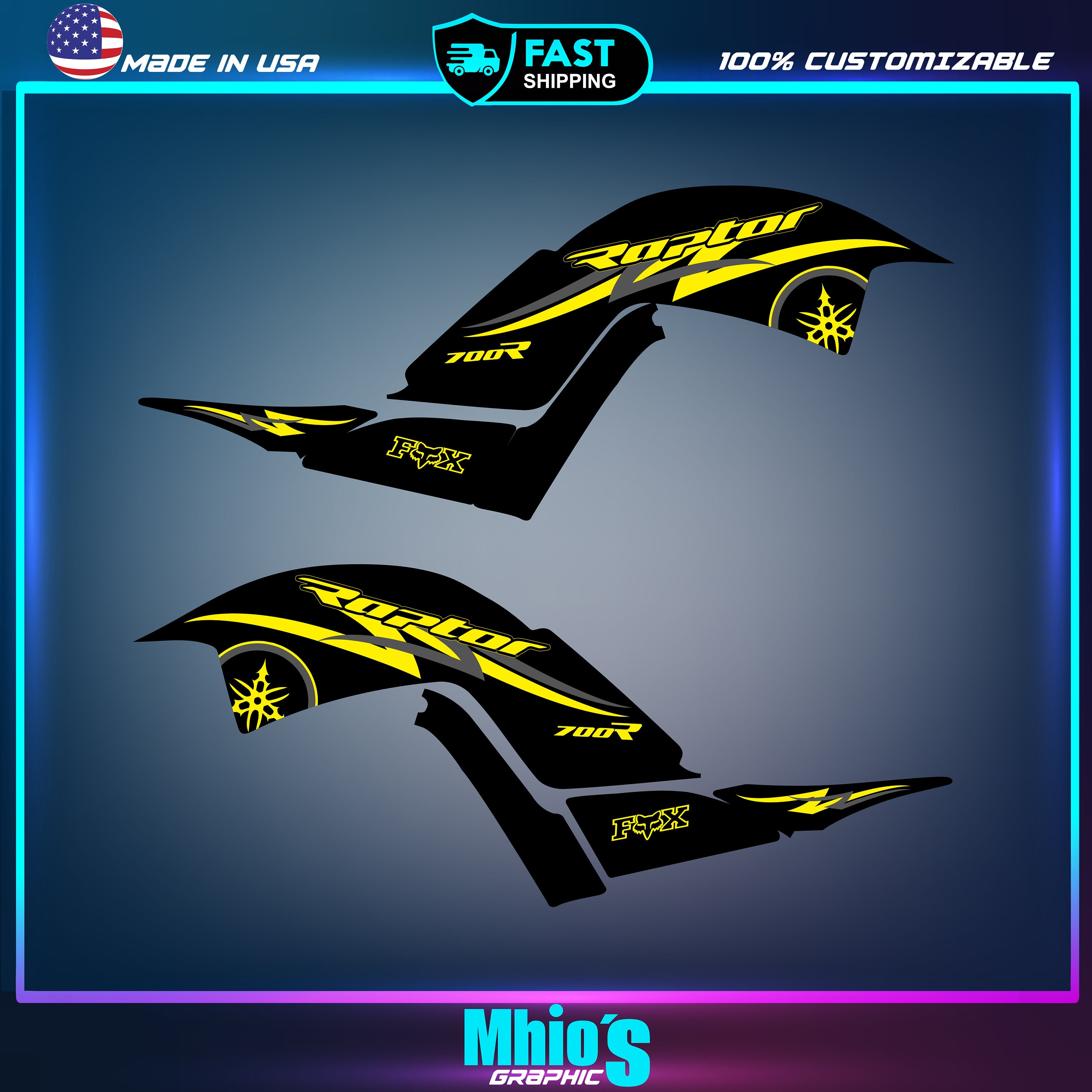 Yamaha Raptor 700R Quad ATV Graphic Kit 2013-2023 YAMAHA RAPTOR 700 ...