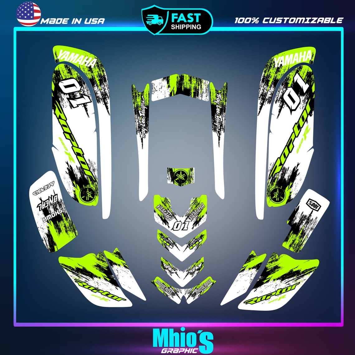 Yamaha Raptor 660 660R Full Graphics Decals Stickers Kit Atv - Etsy