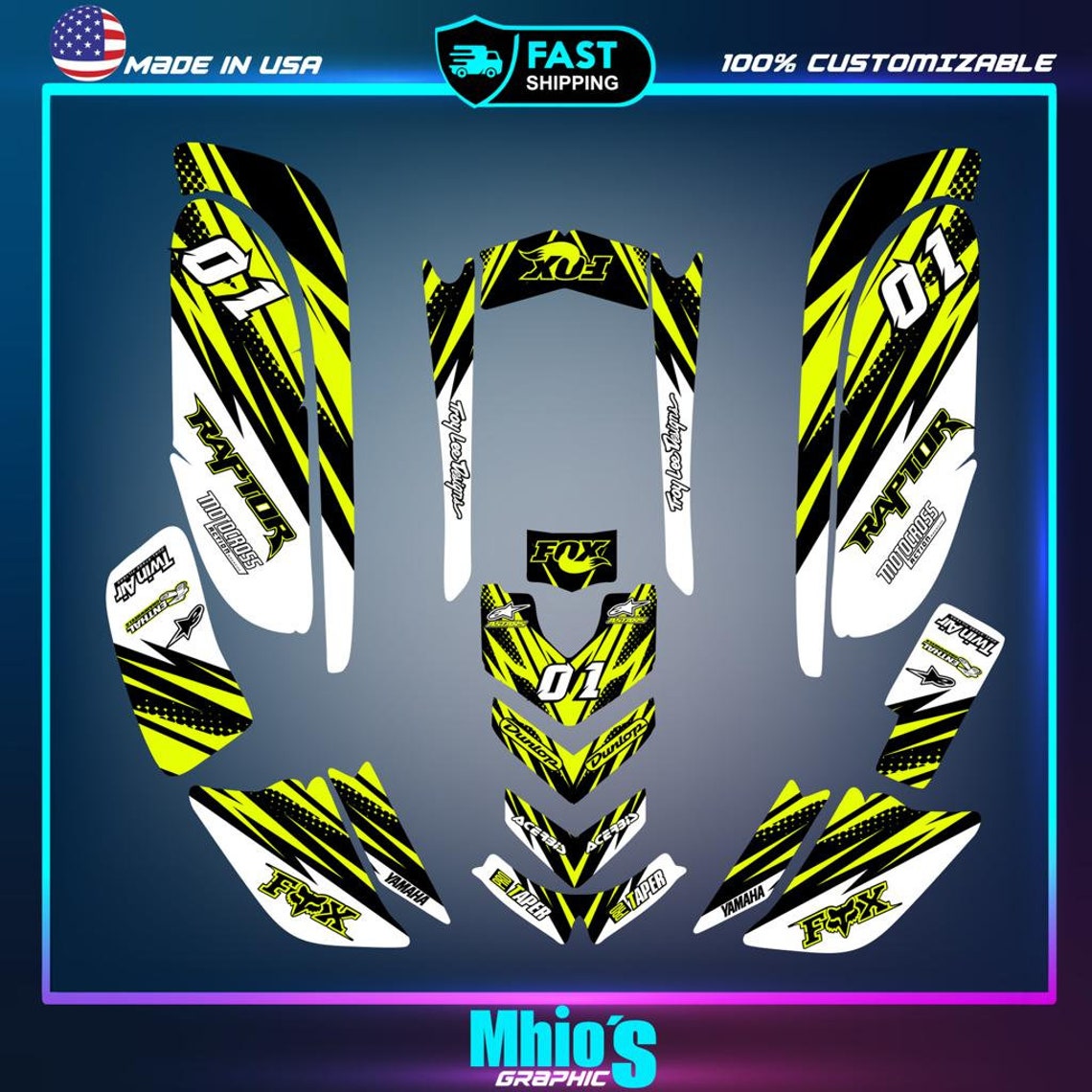 Yamaha Raptor 660 Kit Graphics Decals Stickers Atv Wrap Quad All Year ...