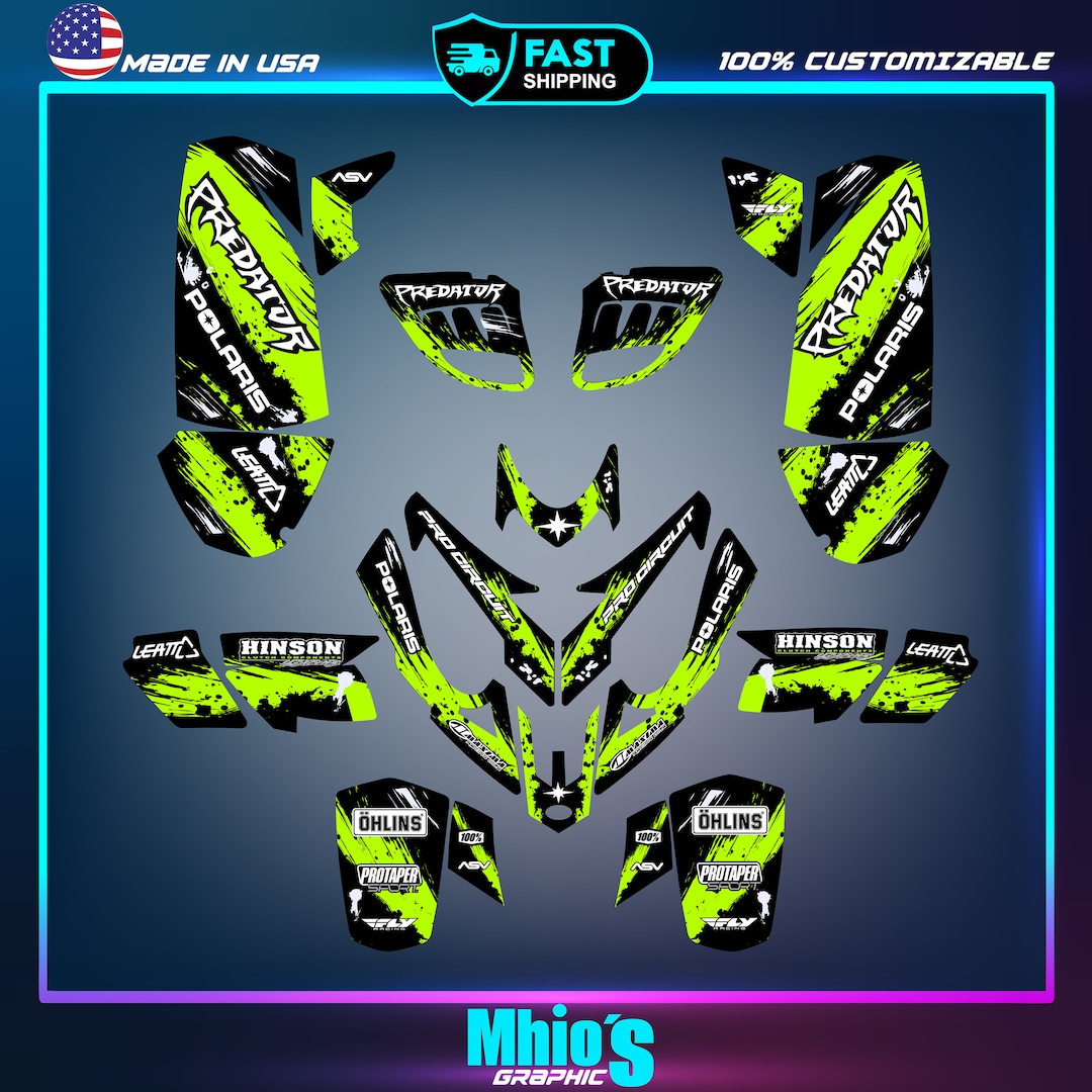 Polaris Predator 500 Graphics Full Decals Stickers Kit Atv| Polaris ...