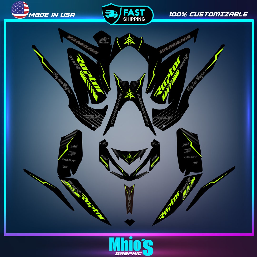 Yamaha Raptor 700 700R Graphics Kit 2013 2014 2017 to 2024 Decals ...