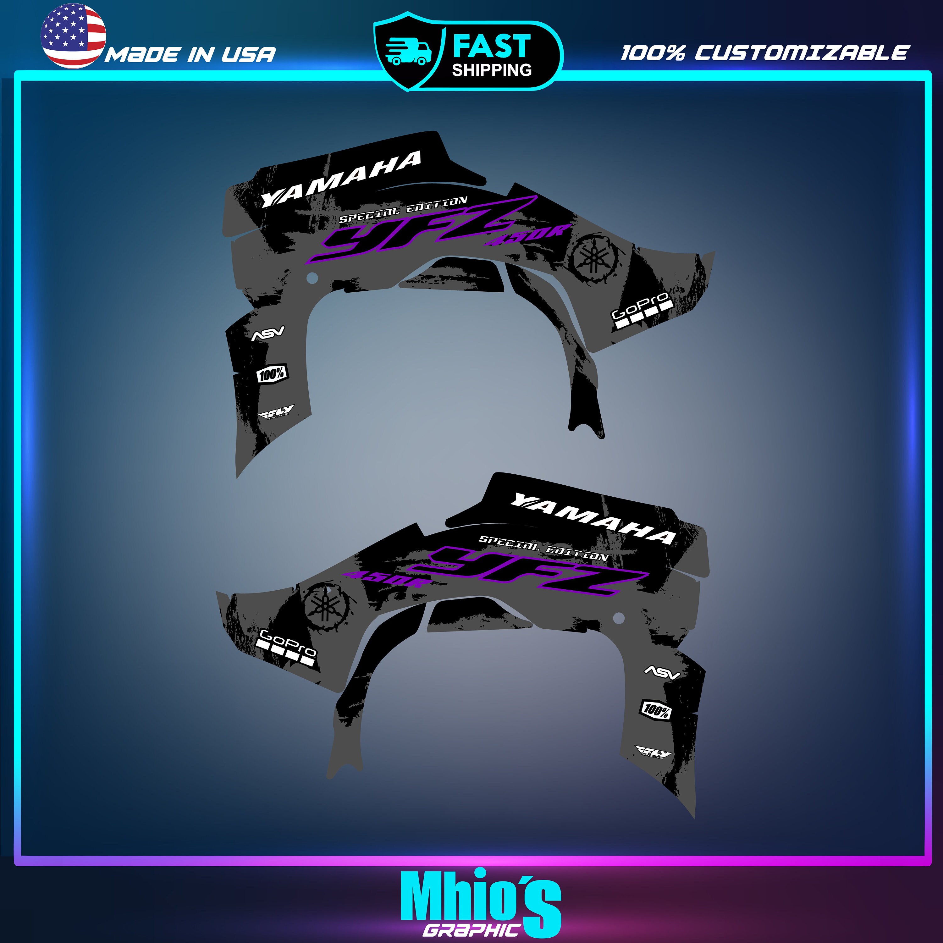 Graphics Kit for YAMAHA YFZ450 YFZ450R (2014-2024) YFZ 450| Dirt Bike ...