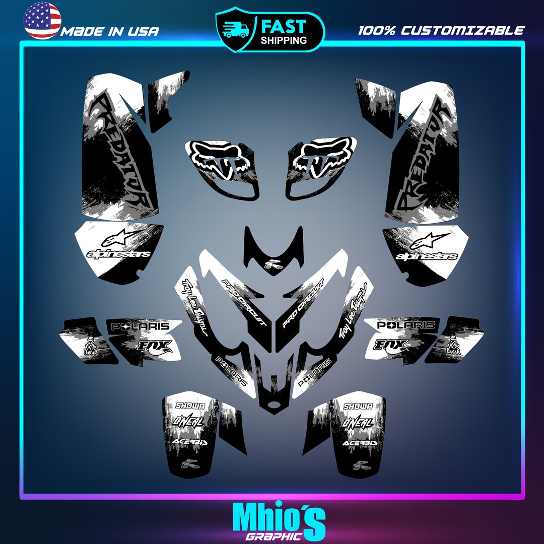 Polaris Predator 500 Graphics Full Decals Stickers Kit Atv| Polaris ...