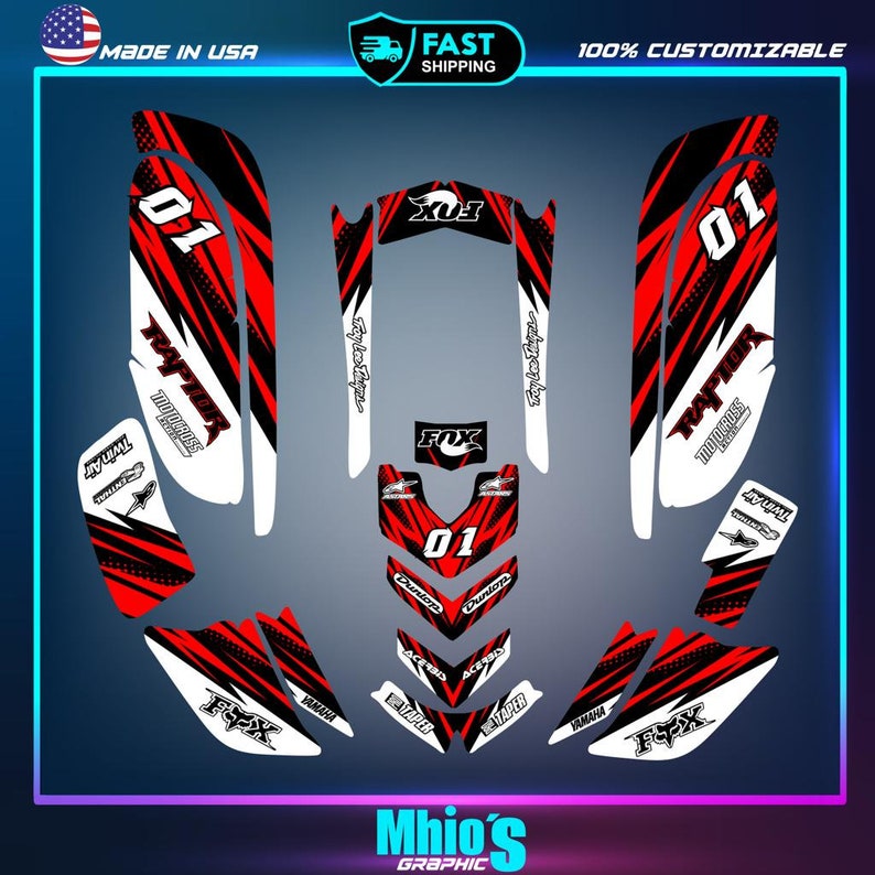 Yamaha Raptor 660 Kit Graphics Decals Stickers Atv Wrap Quad All Year ...