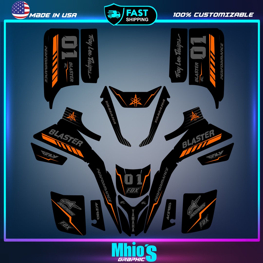 Yamaha Blaster YFS 200 Yfs200 Decals Graphics Stickers Full Kit ATV ...