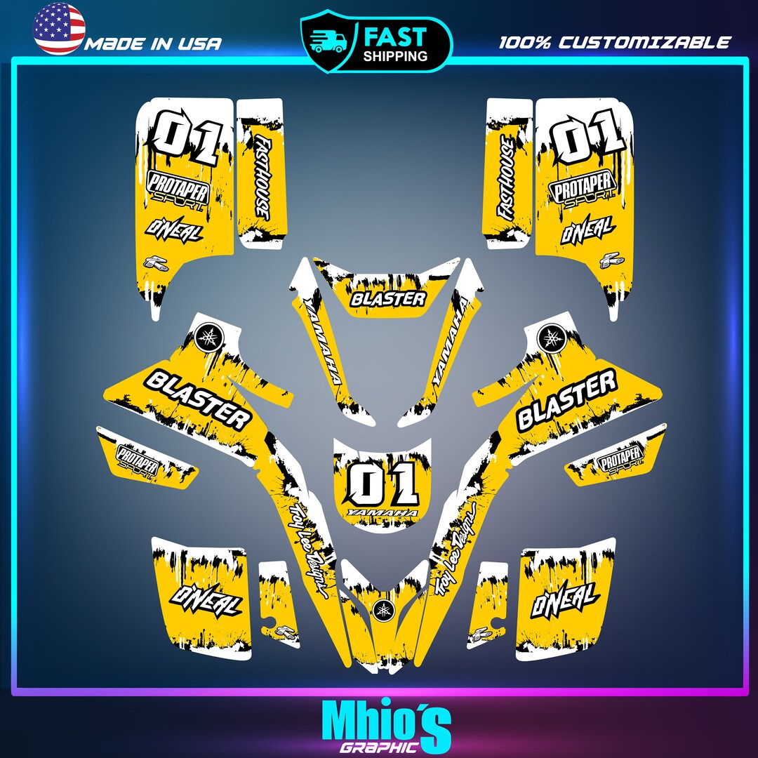 Yamaha Blaster YFS 200 Yfs200 Decals Graphics Stickers Full Kit ATV ...