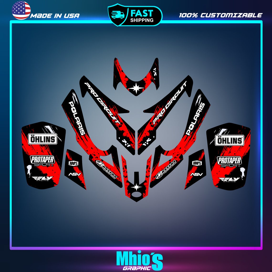Polaris Predator 500 Graphics Full Decals Stickers Kit Atv| Polaris ...