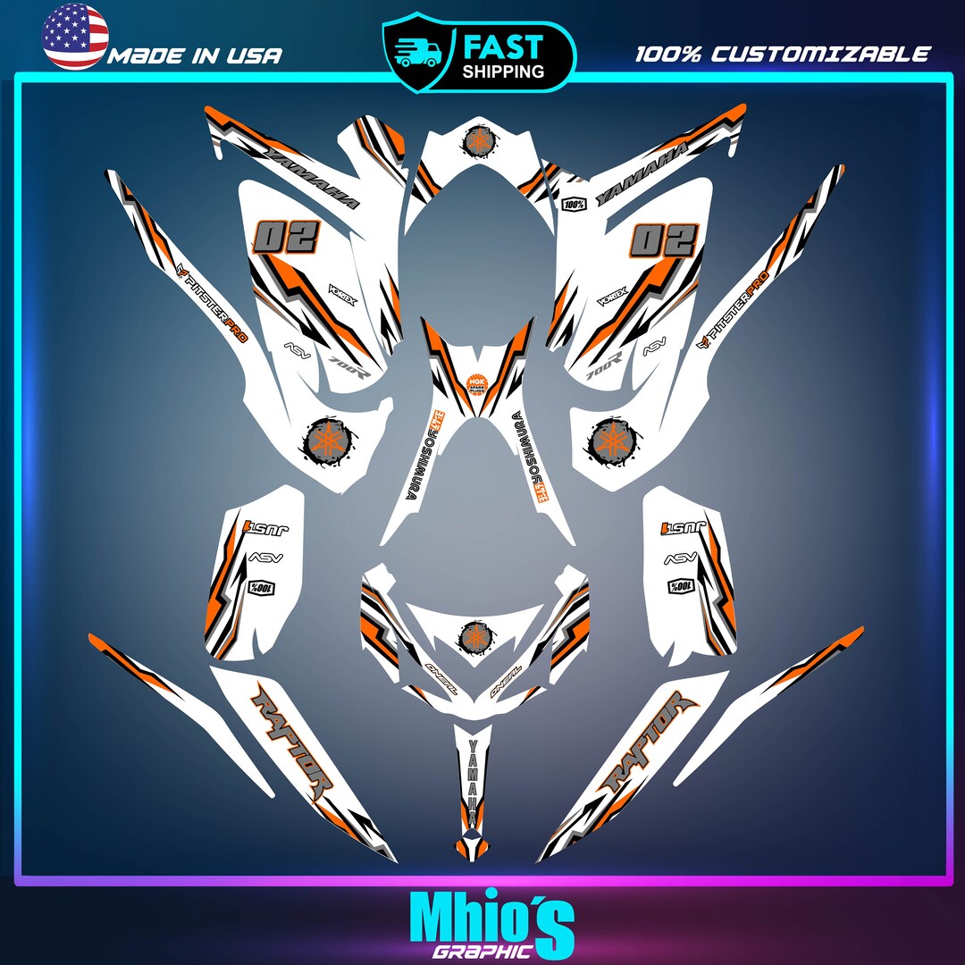 Yamaha Raptor 700 700R Graphics Kit 2013 2017 2022 to 2024 Decals ...