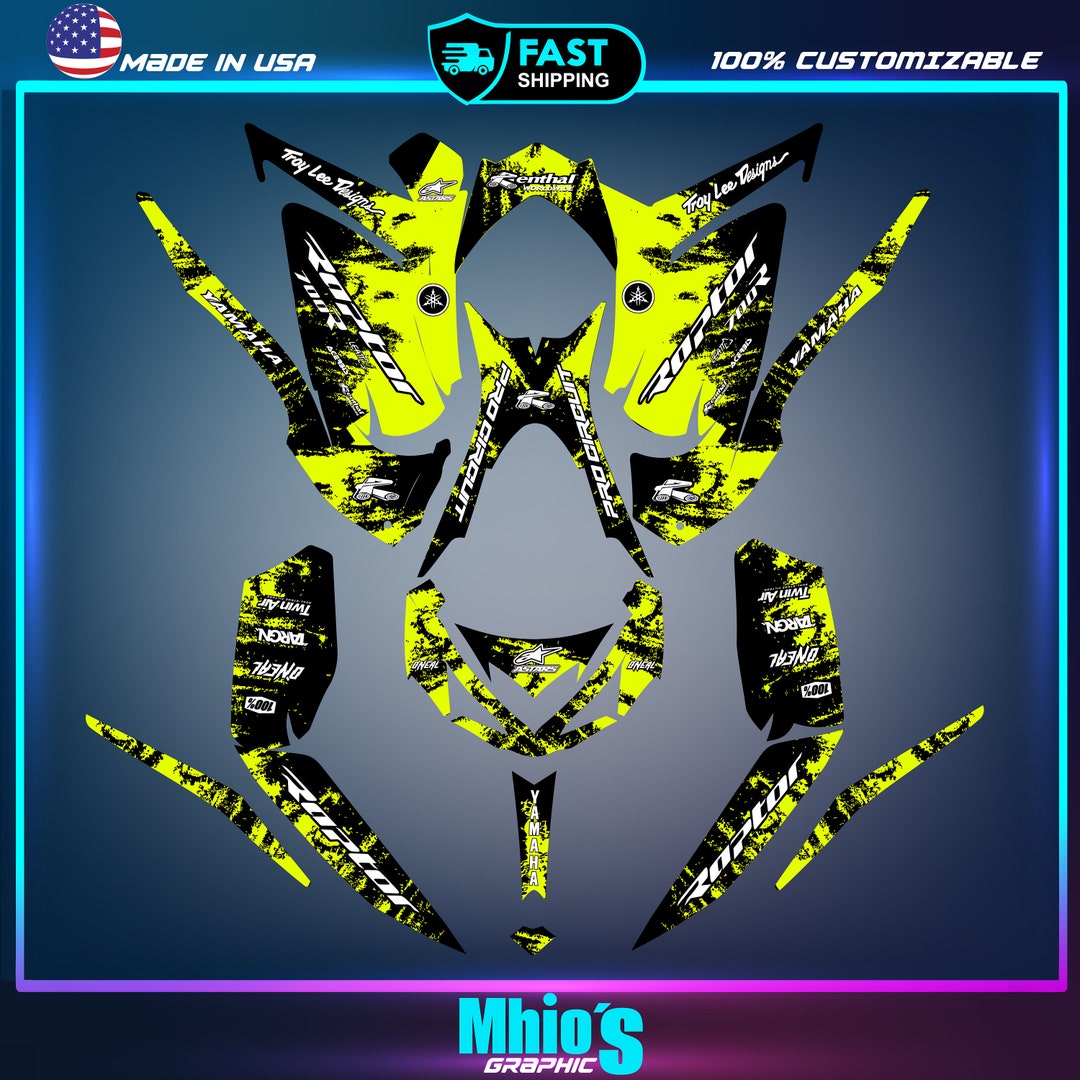 Yamaha Raptor 700 700R Graphics Kit 2013 2017 2022 to 2025 Decals ...