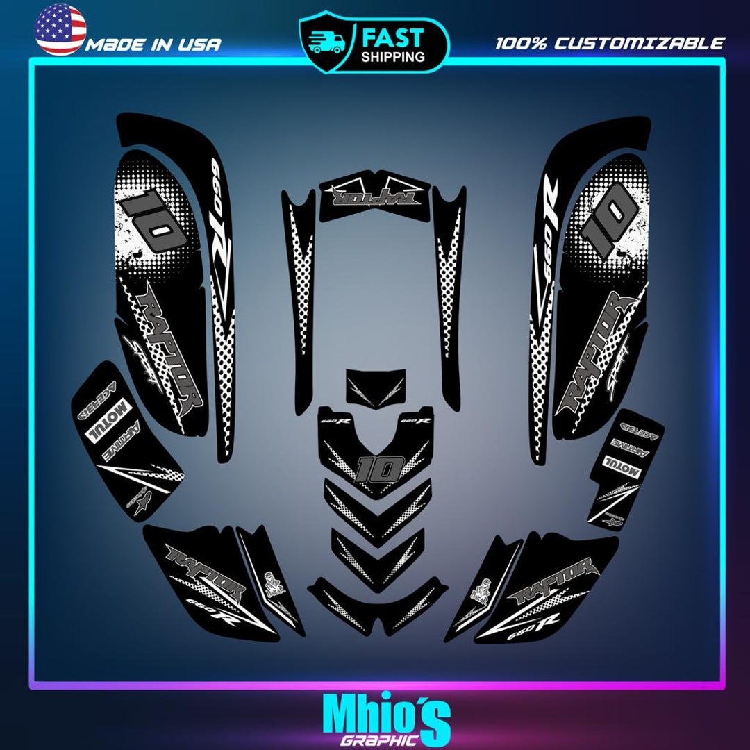 Yamaha Raptor 660 Kit Graphics Decals Stickers Atv Wrap Quad All Year ...
