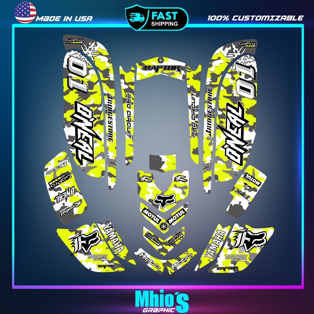 Yamaha Raptor 660 Kit Graphics Decals Stickers Atv Wrap Quad All Year ...