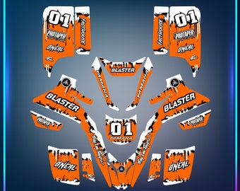 Yamaha Blaster YFS 200 ATV Quad Graphics Full Kit ATV Quad Vinyl Decals ...