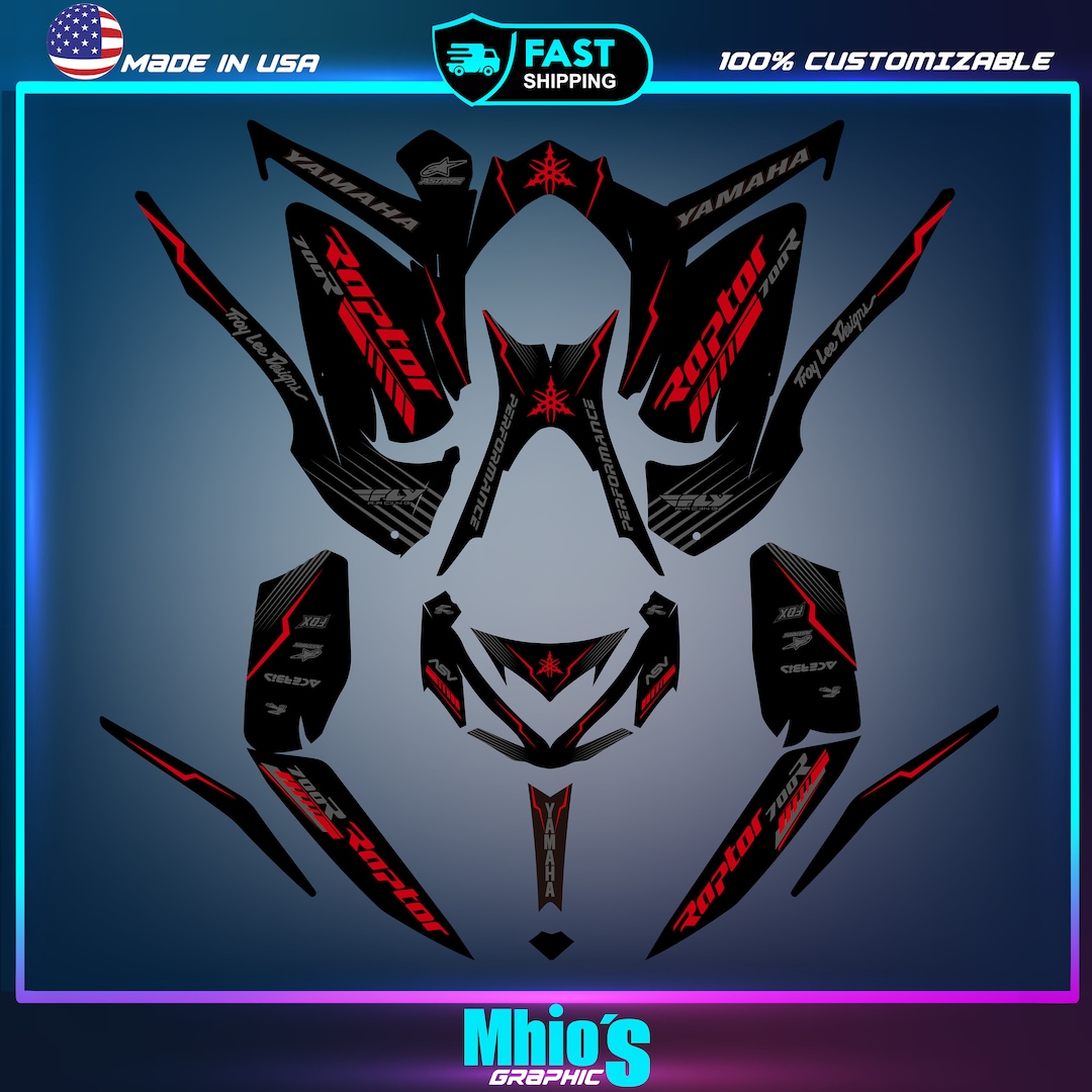 Yamaha Raptor 700 700R Graphics Kit 2013 2018 2022 to 2025 Decals ...