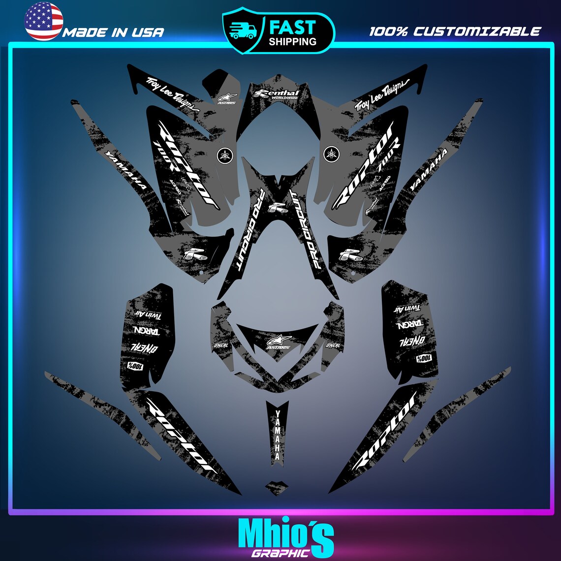 Yamaha Raptor 700 700R Graphics Kit 2013 2017 2022 to 2025 Decals ...