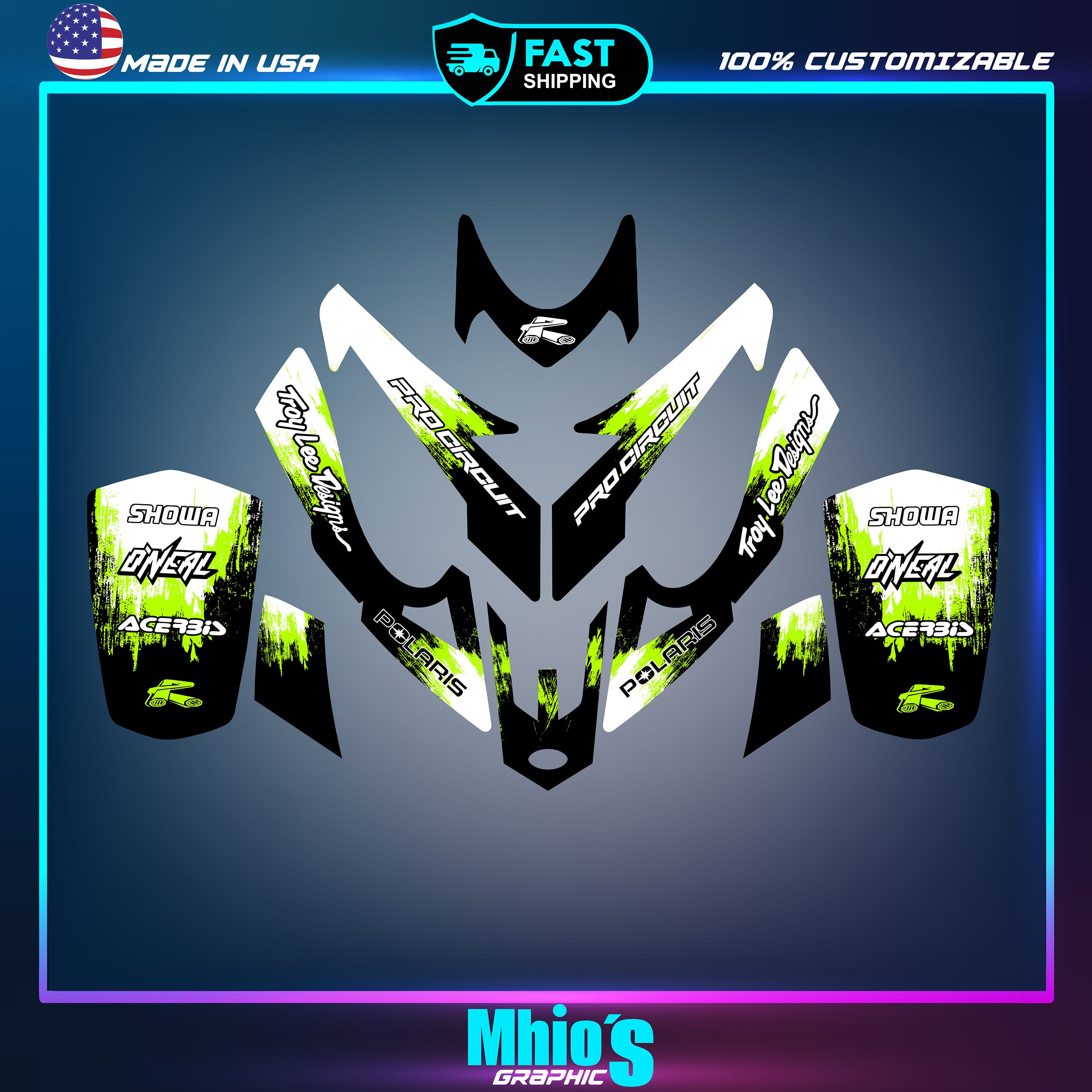 Polaris Predator 500 Graphics Full Decals Stickers Kit Atv| Polaris ...