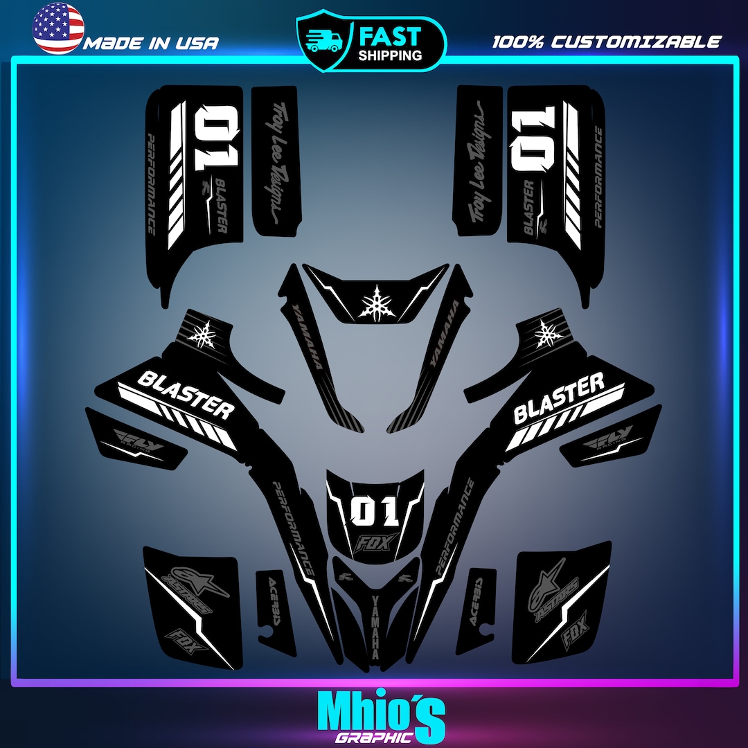 Yamaha Blaster YFS 200 Yfs200 Decals Graphics Stickers Full Kit ATV ...