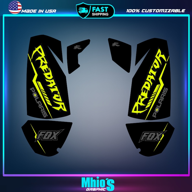 Polaris Predator 500 Graphics Decals Stickers Full Kit Atv Wrap Quad ...
